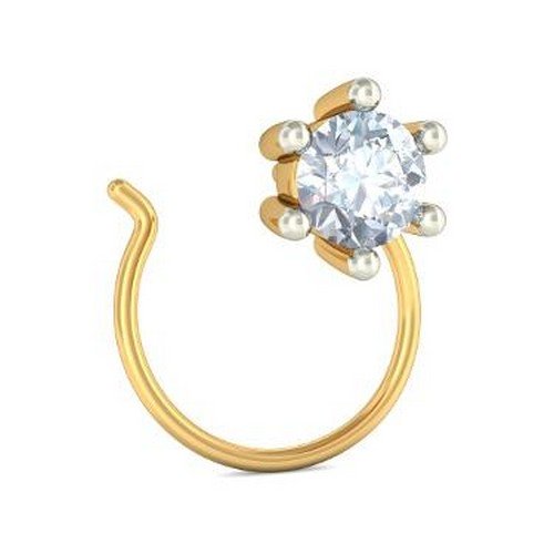 Buy BlueStone 18K Yellow Gold and Diamond Nose Pin at Amazon.in