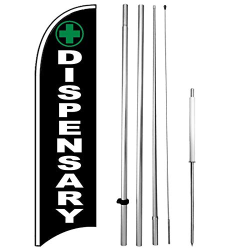Amazon.com : Dispensary Windless Swooper Flag Kit 15' Feather Banner ...