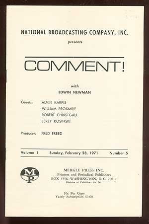 National Broadcasting Company, Inc. Presents Comment! With Edwin Newman ...