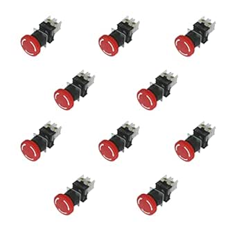 Kacon K22-81R10, 1a 10pcs E-Stop Push Button Switch, 6A/250VAC 22mm Cut ...
