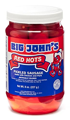 Amazon.com : Big John's Red Hots Pickled Sausage 8oz Jar : Grocery ...