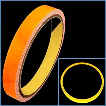 Bellveen Orange Radium Reflective Rim Stripe Decal Tape - 25 mm ...