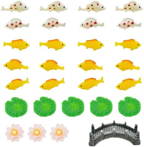 Amazon.com: X Hot Popcorn 40Pcs Mini Koi Fish Mini Goldfish Figurines ...