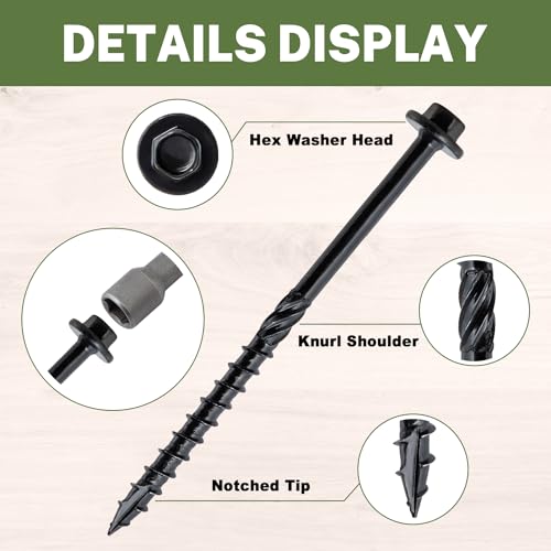 Snapklik.com : Structural Wood Screws 4 Inch, 100-PCS #14 X 4 Heavy ...