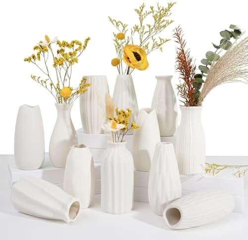 Amazon.com: 8 Pack Ceramic Bud Vase, White Ceramic Vase Modern Mini Bud Vase in Bulk for ...