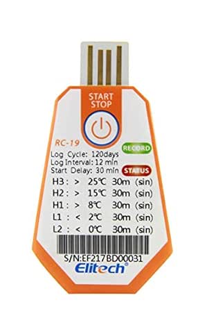Elitech RC-19 Temperature Data Logger Single Use USB Port 16000 Points ...