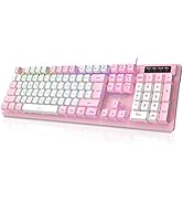Amazon.com: NPET K10V2 Wired Gaming Keyboard, RGB 7 Colors Backlit ...