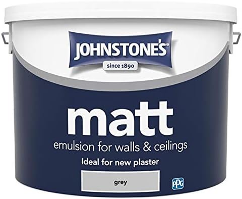 Johnstone's 10L Contract Matt Emulsion Grey Paint Walls Plaster Build ...