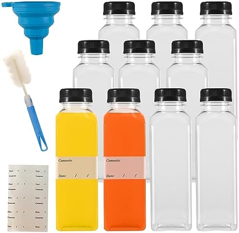 Yukaiwn Plastic Juice Bottles, 10 Pcs 13.6 oz/400ml Empty Reusable ...