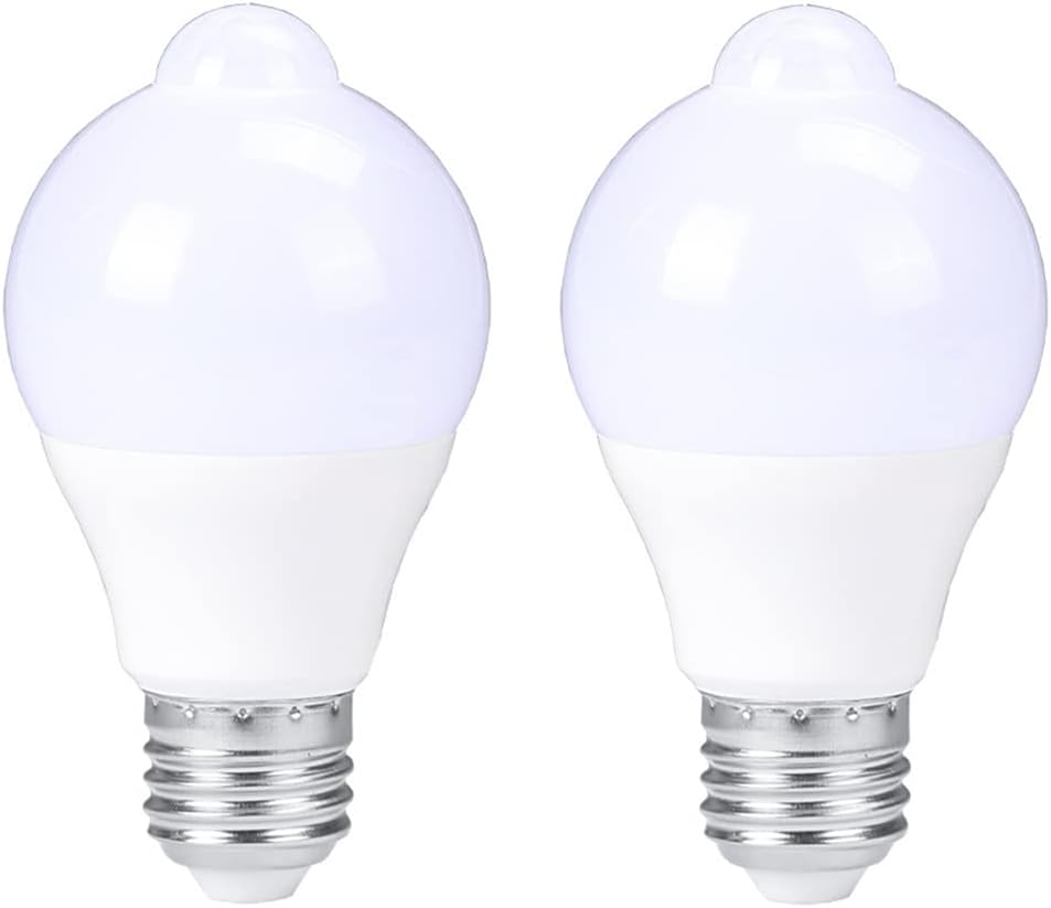 Motion Sensor Light Bulbs, E27 Base 7W Daylight, Motion Activated Dusk ...
