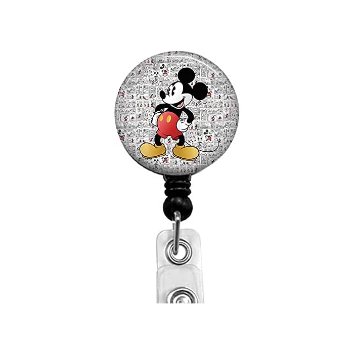 Buy Cute Mickey Mouse Retractable ID Card Badge Holder with Alligator ...