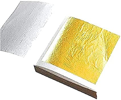 Buy Gold Leaf 25 pcs Gold Vark Sheets Pure Foil Leaf 24K Baking Cakes ...