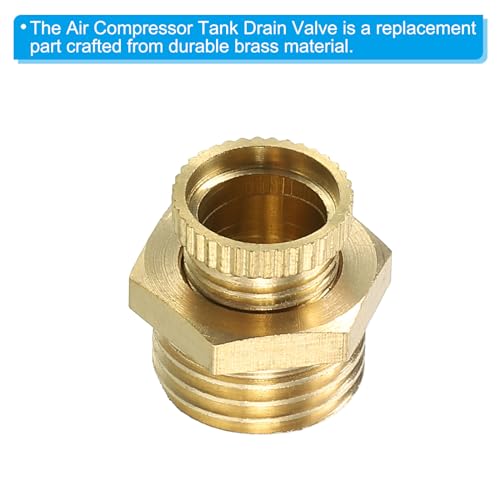 PATIKIL Air Compressor Tank Drain Valve, 2 Pack G 1/4” Brass Air ...