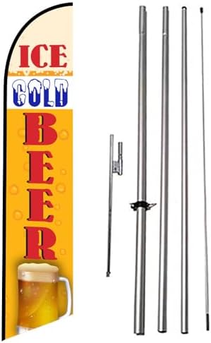 Amazon.com: Ice Cold Beer Market Feather Banner Swooper Flag Sign with ...