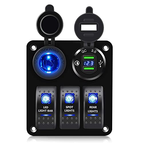 Snapklik.com : FXC 3 Gang Rocker Switch Aluminum Panel