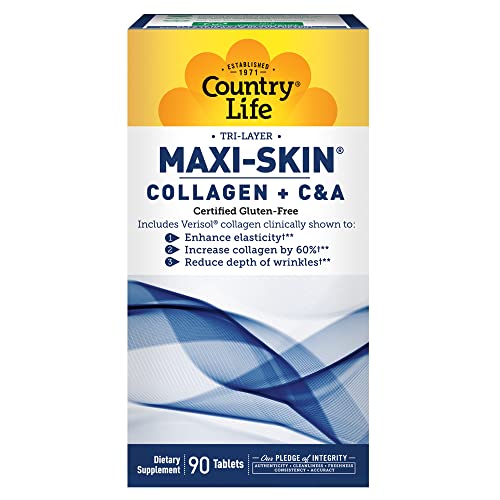 Country Life Maxi-Skin Collagen Plus Vitamins C&A, Supports Skin Health ...