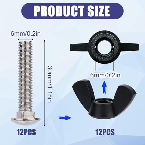 Pet Carrier Fasteners, 12pcs M6 Stainless Steel Replacement Bolts and ...