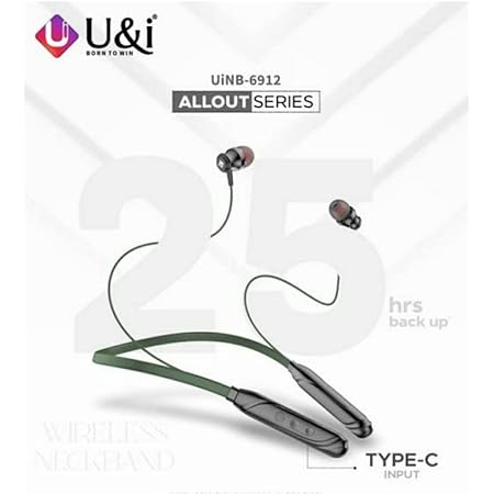 U&i UINB-6912 Allout Series Type-C-Charging Support Neckband 25 Hours ...