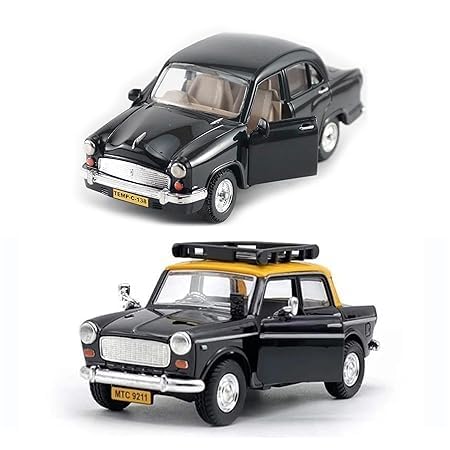 Street Cars Set Hindustan Ambassador and Fiat Mumbai Taxi Pull Back ...