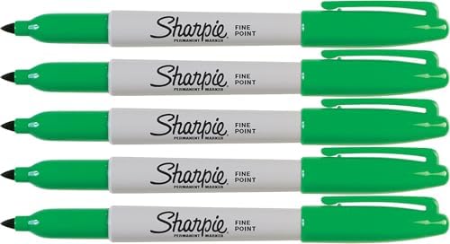 Amazon.com: Sharpie Green Markers, Fine Point Tip, Permanent Markers, 5 ...