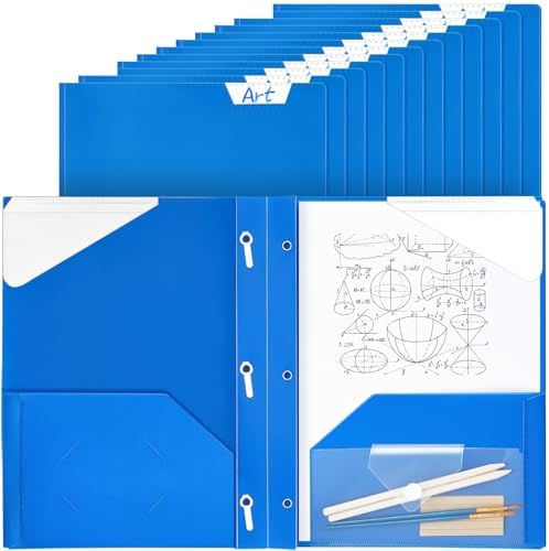 Amazon.com : PerKoop 36 Pcs 2 Pocket Folder with Prongs Plastic Folders ...