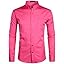 PARKLEES Men's Grandad Collar Smart Dress Shirt Slim Fit Long Sleeve ...