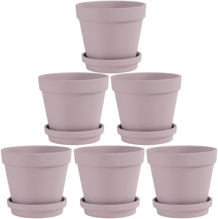 Amazon.com: 6 inch Clay Pots for Plants with Saucer, Large Terra Cotta ...