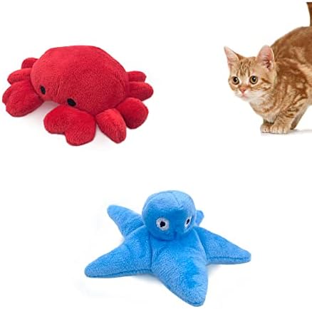 Amazon.com : Andiker Cat Catnip Toys, 2Pcs Soft Crab&Starfish Plush Cat ...