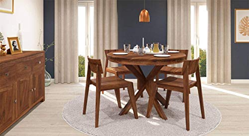 Buy Jangu Furniture Solid Sheesham Teak Wood Round Dining Table 4 ...