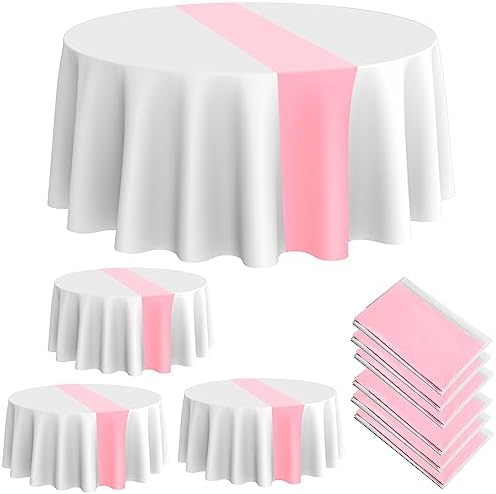 Amazon.com: Oudain 6 Pcs Round Plastic Disposable Tablecloth 84 Inch ...