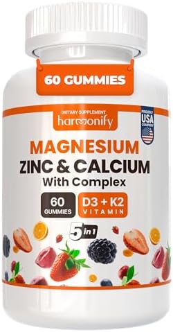 Amazon.com: HARMONIFY Magnesium Calcium Zinc with Vitamin D3 & K2 Gummies, Multivitamin for ...