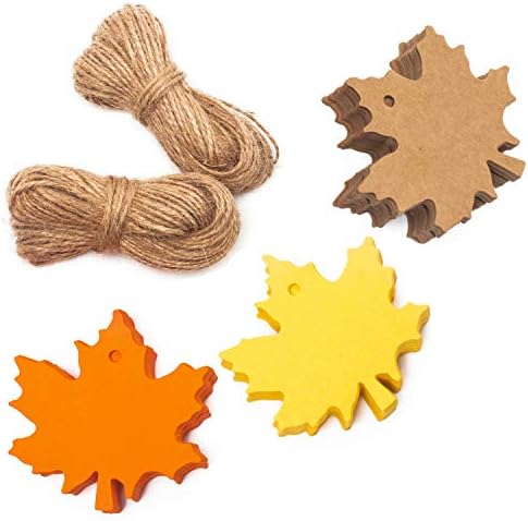 SZETOSY Leaf Gift Tags With Twine - GOODCHANCEUK 200 Pieces Kraft Paper ...