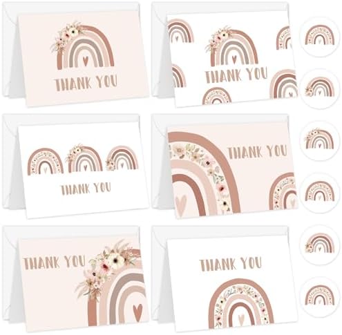 Amazon.com : Whaline 36 Pack Boho Thank You Cards with Envelopes and ...