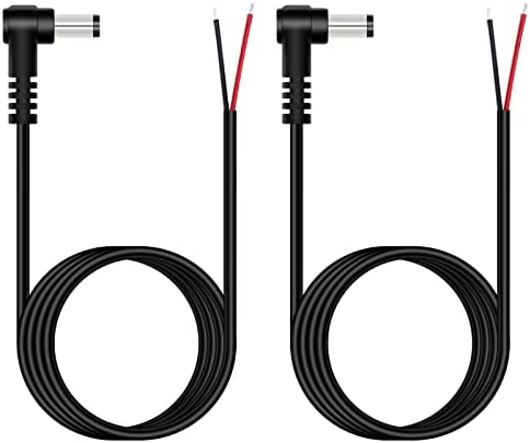 Amazon.com: DC Power Pigtail Cable, 2-Pack 6FT 5.5mm x 2.1mm 90 Degree ...