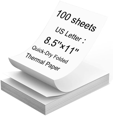 Amazon.com : Thermal Printer Paper 8.5 x 11 Inch, 100 Sheets US Letter ...