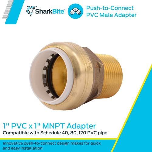 Snapklik.com : 1 Inch PVC X 1 Inch MNPT Adapter, Push To Connect Brass ...