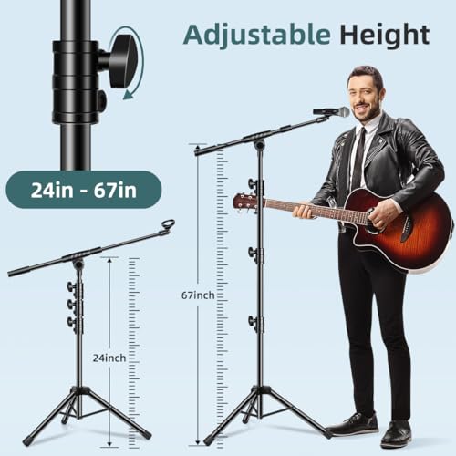 Snapklik.com : Microphone Stand Tripod Mic Stand Boom Height Adjustable ...