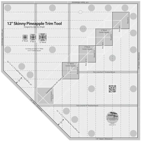 Creative Grids 12in Skinny Pineapple Trim Tool Quilt Ruler – CGRJAW12 ...