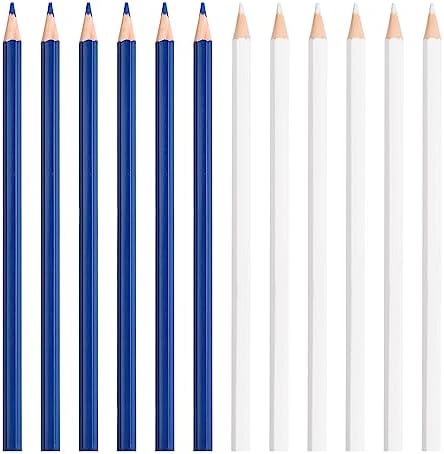 Tibapla 12 Pcs Water Soluble Pencils, White and Blue Tailor's Chalk ...