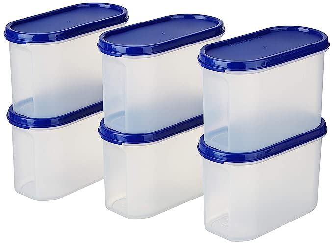 viva smart Modular Plastic Storage Containers with Lid, Set of 6, 1.2L ...
