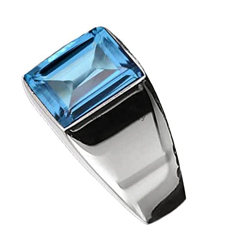 Amazon.com: Solid 925 Sterling Silver Ring for Men, Natural 12MM Square ...