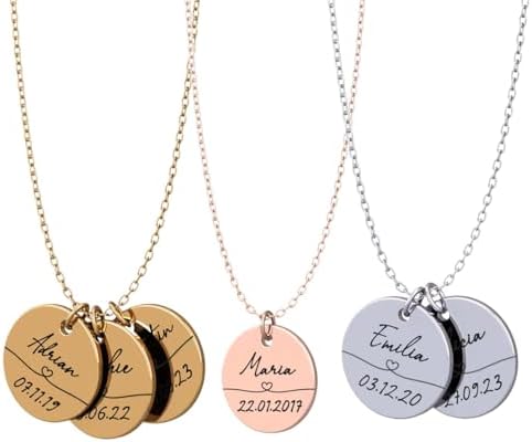 Personalised Necklace with Engraving | Plate with Name & Birth Data of ...