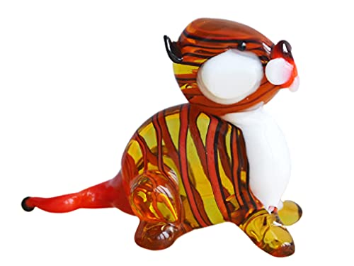 Amazon.com: Glass Tiger Figurine Hand Blown Tiger Animals Orange Tiger ...
