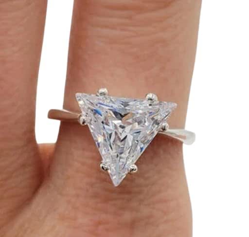 Amazon.com: Solitaire Engagement Ring 3.50 CT Trillion Shape Diamond ...