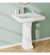 GarveeTech 20 x 26 Inch Bathroom Pedestal Sink, Classic Freestanding ...