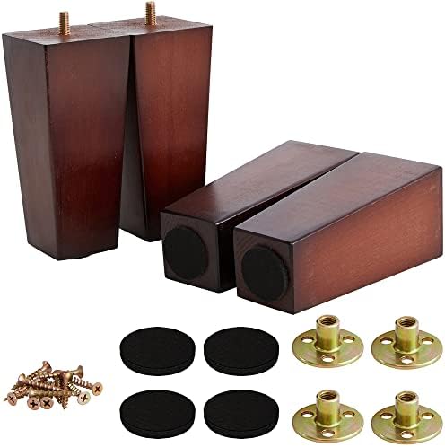 Amazon.com: BARIEN (Set of 4) 6 inch Wood Furniture Legs - Square Sofa ...