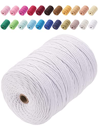 GOHOF Macrame Cord 3mm x 200m Premium Cotton Macrame Rope, 4 Strand ...