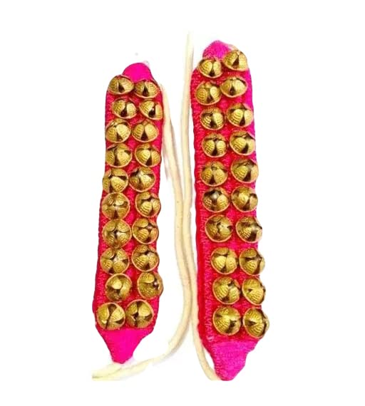 PRANCHI ARTWARE Ghungroo Anklets Set 2 Line Pink Padded Kathak Dancing ...