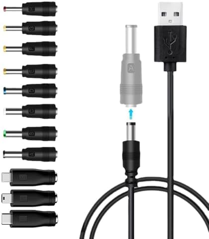 Amazon.com: NAHAO Universal USB to DC 5.5x2.1mm Plug Power Charging ...