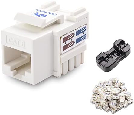 VCE 50 Pack Cat6 RJ45 Keystone Jack Insert UL-Listed, 90 Degree ...
